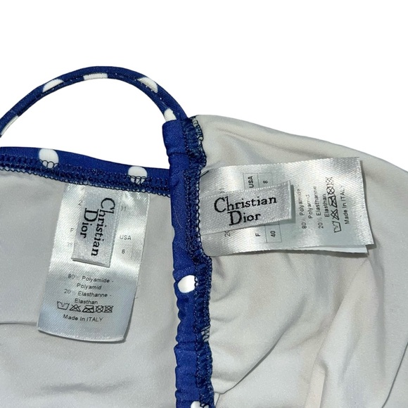 Dior | Swim | Auth Christian Dior Navy Blue White Polka Dot Bikini ...